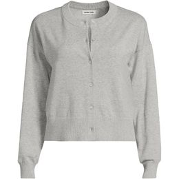 LANDS' END Kurzer Feinstrick-Cardigan aus Baumwolle f&uuml;r Damen in Plus-Gr&ouml;&szlig;e, Damen, size: plus, Grau, Baumwolle, by Lands' End