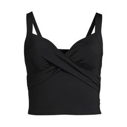 LANDS' END Kurzes Tankinitop mit V-Ausschnitt f&uuml;r Damen in Plus-Gr&ouml;&szlig;e, Damen, size: plus, Schwarz, Elasthan/Nylon-Mischung, by Lands' End