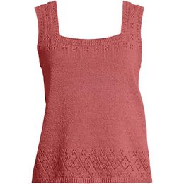 LANDS' END Feinstrick-Top mit Ajourdetails f&uuml;r Damen, Damen, size: regular, Rot, Baumwoll-Mischung/Polyester-Mischung, by Lands' End