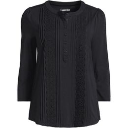 LANDS' END Shirt aus Baumwolle/Modalmix mit 3/4-&Auml;rmeln, Damen, size: regular, Schwarz, Baumwolle Modal, by Lands' End