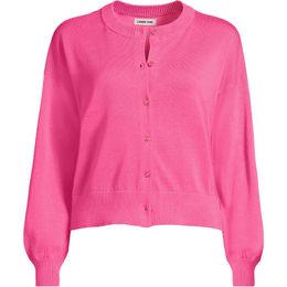 LANDS' END Kurzer Feinstrick-Cardigan aus Baumwolle f&uuml;r Damen in Plus-Gr&ouml;&szlig;e, Damen, size: plus, Pink, Baumwolle, by Lands' End