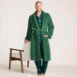 LANDS' END Bademantel aus t&uuml;rkischem Frottee f&uuml;r Herren, Herren, size: regular, Gr&uuml;n, Baumwolle, by Lands' End