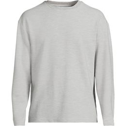 LANDS' END Ottoman-Rippshirt mit langen &Auml;rmeln f&uuml;r Herren, Herren, size: regular, Grau, Baumwolle/Polyester/Baumwoll-Mischung, by Lands' End