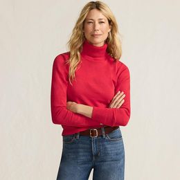 LANDS' END Feinstrick-Rollkragenpullover aus Baumwolle f&uuml;r Damen, Damen, size: regular, Rot, Baumwolle, by Lands' End