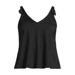LANDS' END Tankini-Top mit geknoteten Tr&auml;gern und Flattersaum f&uuml;r Damen in Lang-Gr&ouml;&szlig;e, Damen, size: regular, Schwarz, Elasthan/Nylon-Mischung, by Lands' End