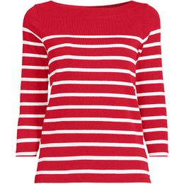 LANDS' END Gestreiftes Baumwollshirt mit 3/4-&Auml;rmeln f&uuml;r Damen, Damen, size: regular, Rot, Baumwolle, by Lands' End