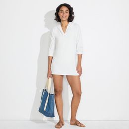 Langes Kapuzen-Badeshirt f&uuml;r Damen, Damen, size: regular, Wei&szlig;, Nylon-Mischung, by Lands' End