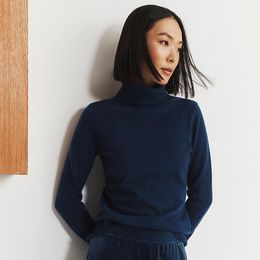 LANDS' END Rollkragen-Pullover aus Kaschmir, Damen, size: regular, Blau, Kaschmir, by Lands' End