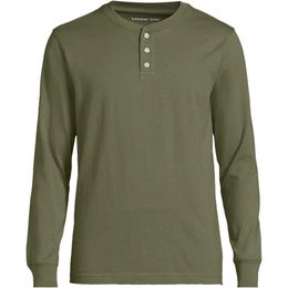 LANDS' END Super-T Langarm-Henleyshirt f&uuml;r Herren, Classic Fit, Herren, size: regular, Gr&uuml;n, Baumwolle, by Lands' End