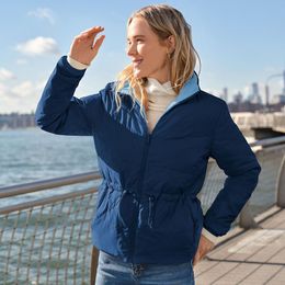 LANDS' END Daunen-Wendejacke WANDERWEIGHT Verstaubar Ultraleicht, Damen, size: regular, Blau, Nylon, by Lands' End