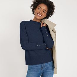 LANDS' END Soft Touch Stehkragenpullover mit &Auml;rmelkn&ouml;pfen f&uuml;r Damen, Damen, size: regular, Blau, Polyacryl/Woll-Mischung/Nylon-Mischung, by Lands' End