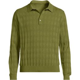 LANDS' END Feinstrick-Poloshirt f&uuml;r Herren, Herren, size: regular, Gr&uuml;n, Baumwolle, by Lands' End