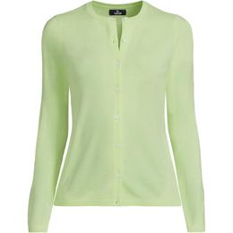 LANDS' END Kaschmir-Cardigan mit rundem Ausschnitt in Petite-Gr&ouml;&szlig;e, Damen, size: petite, Gr&uuml;n, Kaschmir, by Lands' End