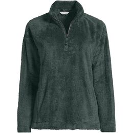LANDS' END Pl&uuml;schfleece-Pullover mit Rei&szlig;verschluss f&uuml;r Damen in Petite-Gr&ouml;&szlig;e, Damen, size: petite, Gr&uuml;n, Polyester, by Lands' End