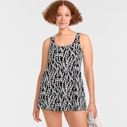LANDS' END Badekleid mit rundem Ausschnitt, Damen, size: regular, Schwarz, Nylon-Mischung, by Lands' End
