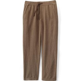 LANDS' END Soft Ease Classic Fit Schlupfbund-Hose aus Leinenmix f&uuml;r Herren, Herren, size: regular, Braun, Leinen/Baumwoll-Mischung, by Lands' End