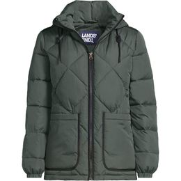 Isolierte FeatherFree&trade; Kapuzen-Steppjacke in Plus-Gr&ouml;&szlig;e, Damen, size: plus, Gr&uuml;n, Polyester, by Lands' End