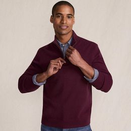 LANDS' END Kaschmir-Pullover mit Rei&szlig;verschluss, Herren, size: regular, Rot, Kaschmir, by Lands' End