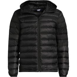LANDS' END Ultraleichte verstaubare Daunen-Kapuzenjacke WANDERWEIGHT f&uuml;r Herren, Herren, size: regular, Schwarz, Polyester/Nylon, by Lands' End