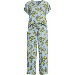 LANDS' END Pyjama-Set mit 3/4-Hose und Cooling-Finish f&uuml;r Damen, Damen, size: regular, Blau, Elasthan/Viskose-Mischung, by Lands' End