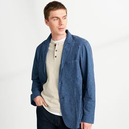 Soft Ease Sakko aus Leinen/Baumwoll-Mix, Herren, size: regular, Blau, by Lands' End