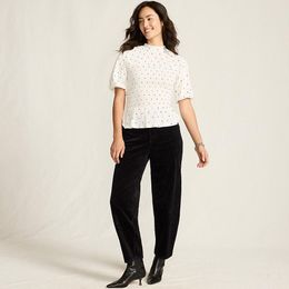 LANDS' END Silk Knit Smok-Shirt mit kurzen &Auml;rmeln f&uuml;r Damen, Damen, size: regular, Elfenbein, Polyester-Mischung, by Lands' End