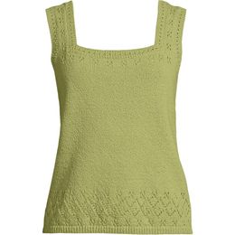 LANDS' END Feinstrick-Top mit Ajourdetails f&uuml;r Damen, Damen, size: regular, Gr&uuml;n, Baumwoll-Mischung/Polyester-Mischung, by Lands' End