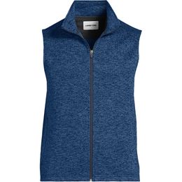 LANDS' END Unisex Strickfleece-Weste mit Rei&szlig;verschluss, Herren, size: regular, Blau, Polyester, by Lands' End