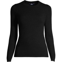 LANDS' END Kaschmir-Pullover mit rundem Ausschnitt, Damen, size: regular, Schwarz, Kaschmir, by Lands' End
