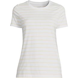 LANDS' END Supima Kurzarm-Shirt mit rundem Ausschnitt f&uuml;r Damen, Damen, size: regular, Beige, Baumwolle, by Lands' End