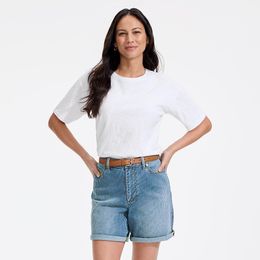 LANDS' END Soft Denim Mid Waist Jeansshorts 18 cm, Damen, size: regular, Blau, Baumwoll-Mischung, by Lands' End