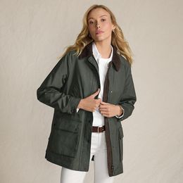 LANDS' END Lange Wachsjacke aus Baumwolle f&uuml;r Damen, Damen, size: regular, Gr&uuml;n, Baumwoll-Mischung/Polyester-Mischung, by Lands' End