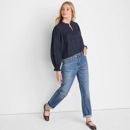 LANDS' END Lochmuster-Bluse f&uuml;r Damen, Damen, size: regular, Blau, Baumwolle, by Lands' End