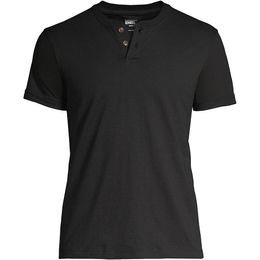Kurzarm-Super-T Henleyshirt f&uuml;r Herren, Herren, size: regular, Schwarz, Baumwolle, by Lands' End