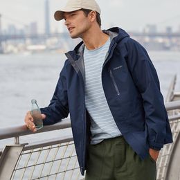 LANDS' END Verstaubare wasserdichte Regenjacke f&uuml;r Herren, Herren, size: regular, Blau, Polyester, by Lands' End
