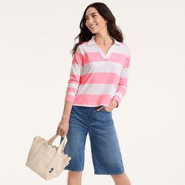 LANDS' END Starfish Knit Denim Bermuda-Shorts 30 cm, Damen, size: regular, Blau, Baumwoll-Mischung/Polyester-Mischung, by Lands' End