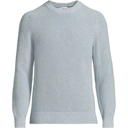 LANDS' END Melierter Rundhalspullover DRIFTER f&uuml;r Herren, Herren, size: regular, Blau, Baumwolle, by Lands' End