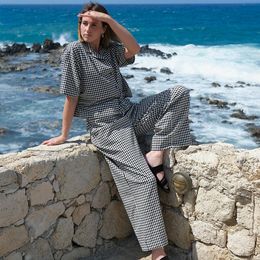 LANDS' END Gingham-Hose mit weitem Bein f&uuml;r Damen in Petite-Gr&ouml;&szlig;e, Damen, size: petite, Schwarz, Baumwolle/Polyester/Polyester-Mischung, by Lands' End