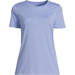 LANDS' END Supima Kurzarm-Shirt mit rundem Ausschnitt f&uuml;r Damen, Damen, size: regular, Lila, Baumwolle, by Lands' End