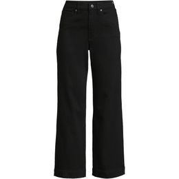 LANDS' END Farbige Culotte-Jeans High Waist, Damen, size: regular, Schwarz, Elasthan/Viskose/Baumwoll-Mischung, by Lands' End