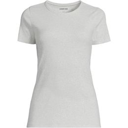 LANDS' END Feinripp-Shirt mit Rundhalsausschnitt und kurzen &Auml;rmeln f&uuml;r Damen, Damen, size: regular, Grau, Baumwolle/Elasthan, by Lands' End