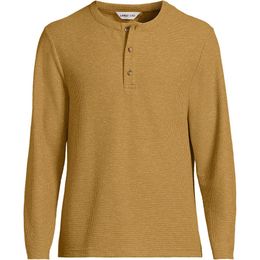 LANDS' END Struktur-Henleyshirt mit Leinen f&uuml;r Herren, Herren, size: regular, Gelb, Leinen/Polyester/Polyester-Mischung, by Lands' End