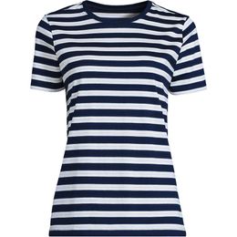 LANDS' END Supima Kurzarm-Shirt mit rundem Ausschnitt f&uuml;r Damen, Damen, size: regular, Blau, Baumwolle, by Lands' End