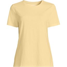 Supima Kurzarm-Shirt mit rundem Ausschnitt f&uuml;r Damen in Plus-Gr&ouml;&szlig;e, Damen, size: plus, Gelb, Baumwolle, by Lands' End