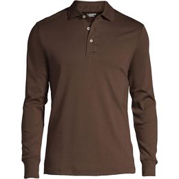 Supima Langarm-Polo f&uuml;r Herren, Classic Fit, Herren, size: regular, Braun, Baumwolle, by Lands' End