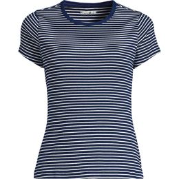 Rippshirt mit kurzen &Auml;rmeln f&uuml;r Damen in Plus-Gr&ouml;&szlig;e, Damen, size: plus, Blau, Elasthan/Baumwoll-Mischung, by Lands' End