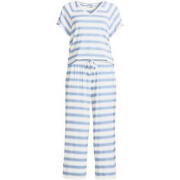 LANDS' END Pyjama-Set mit 3/4-Hose und Cooling-Finish f&uuml;r Damen, Damen, size: regular, Blau, Elasthan/Viskose-Mischung, by Lands' End