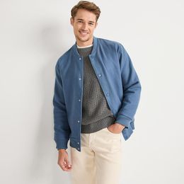 LANDS' END Twill-Bomberjacke im College-Look f&uuml;r Herren, Herren, size: regular, Blau, Baumwolle, by Lands' End