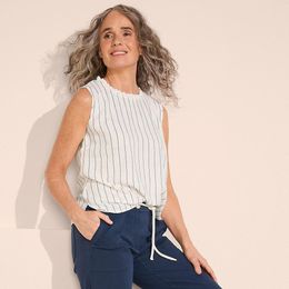 LANDS' END &Auml;rmelloses Top im Leinenmix f&uuml;r Damen, Damen, size: regular, Elfenbein, Leinen/Viskose, by Lands' End