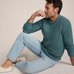 LANDS' END Drifter Strukturstrick-Pullover f&uuml;r Herren, Herren, size: regular, Gr&uuml;n, Baumwolle, by Lands' End